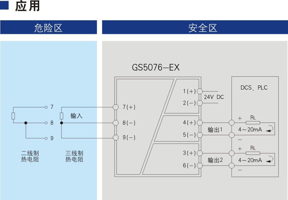 GS5076-EX-一进二出 热电阻输入隔离式安全栅-上海辰竹仪表有限公司